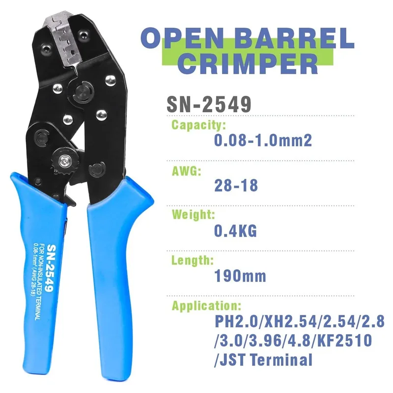 Bleu Clair - Pince à sertir à cliquet SN 2549 pour connecteurs Dupont terminaux, outil de ...