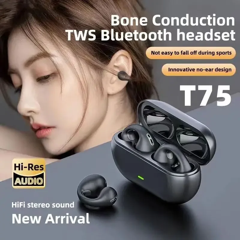 T7500-True-Bone-Conduction-Bluetooth-Earphones-Ear-Clip-Touch-Control ...