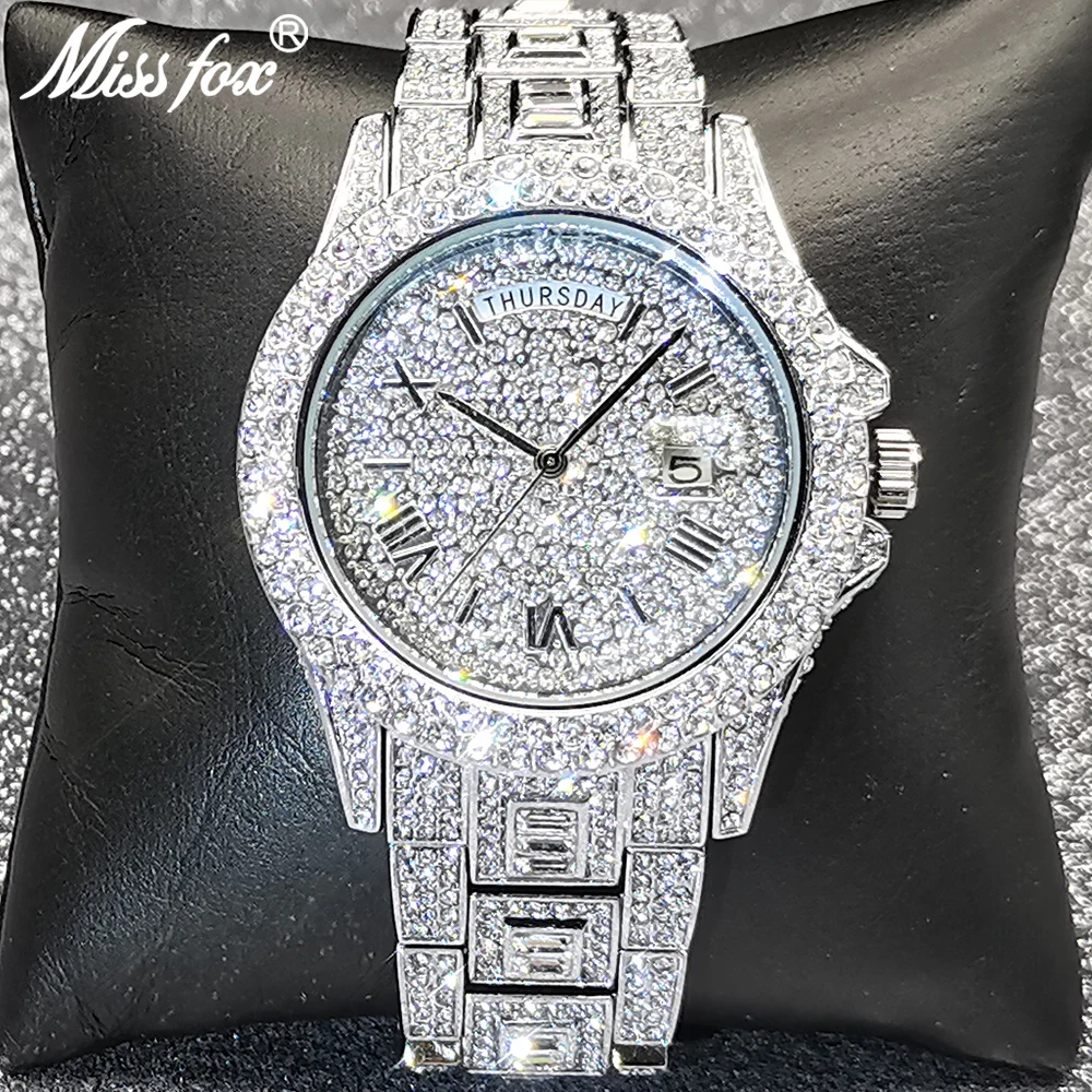Reloj-de-lujo-con-diamantes-brillantes-para-hombre-cron-grafo-de-cuarzo ...