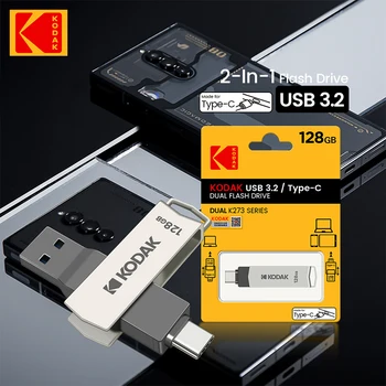 KODAK-Metal Pendrive USB Flash Drive, Tipo C OTG Pen Drive, alta velocidade, 128GB para carro ...