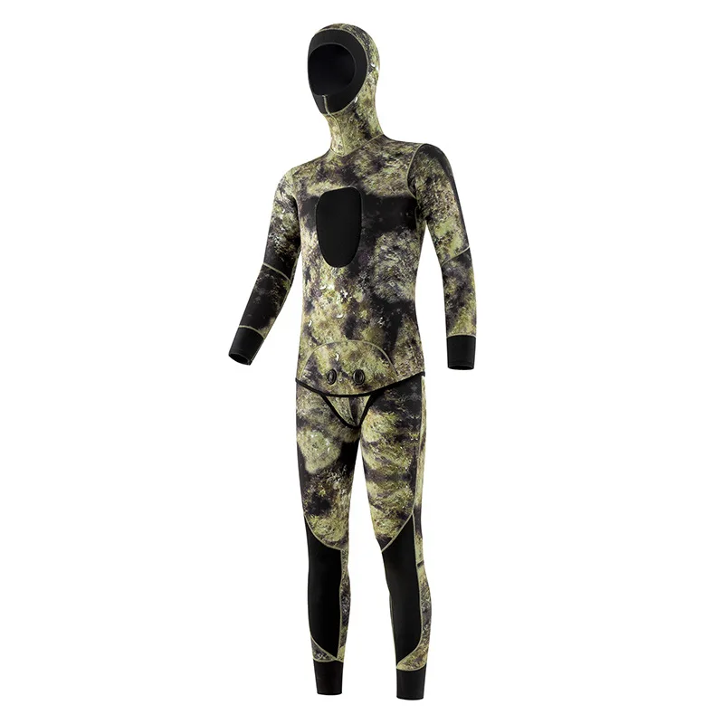 HOT-3mm-Camouflage-Wetsuit-Long-Sleeve-Fission-Hooded-2-Pieces-Of ...