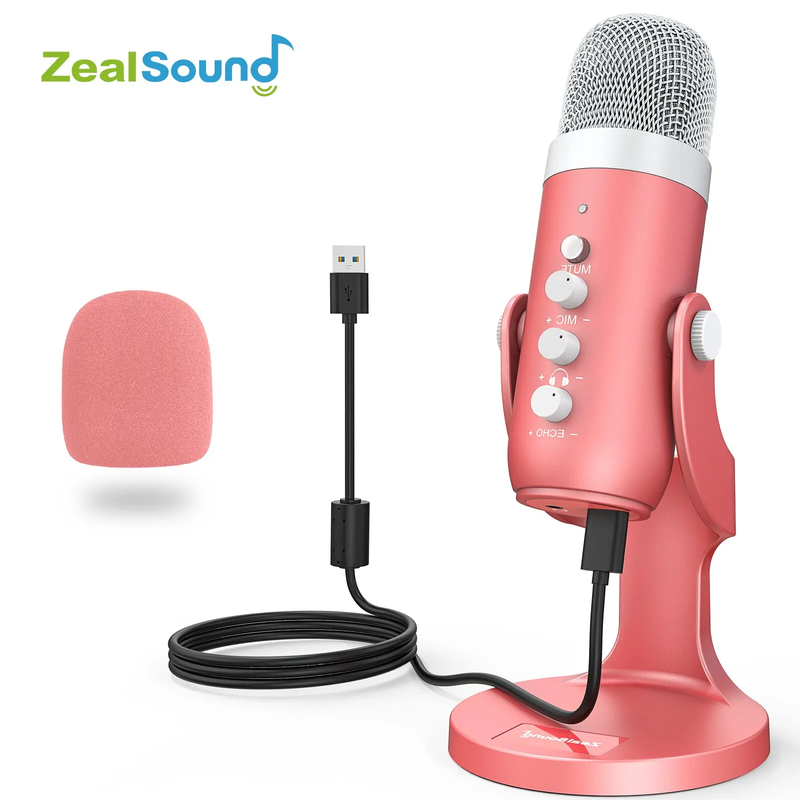 Zealsound profesjonalne Usb kondensator mikrofon do nagrań różowy ...