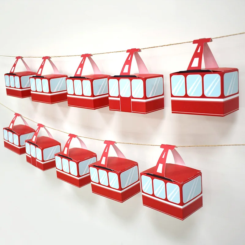 5Pc Creative Cable Car Shape Candy Box with Rope Cookies Packing Gift ...