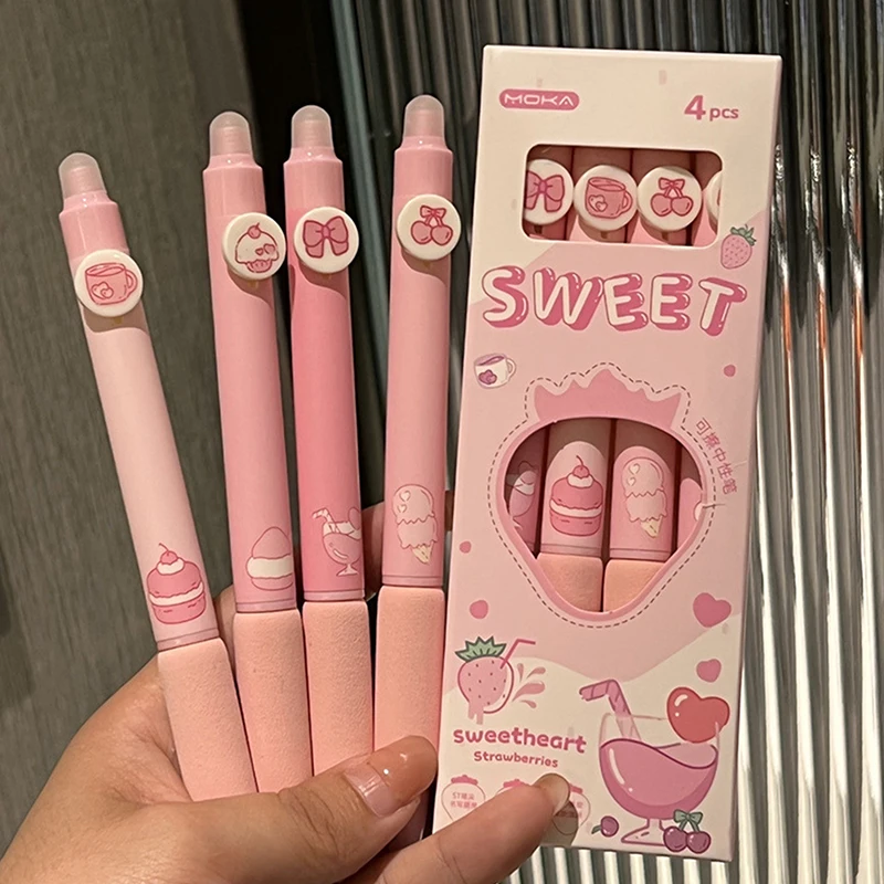 4Pcs-Kawaii-Cartoon-Erasable-Gel-Pen-Writing-Smooth-Quick-Drying-Pen ...