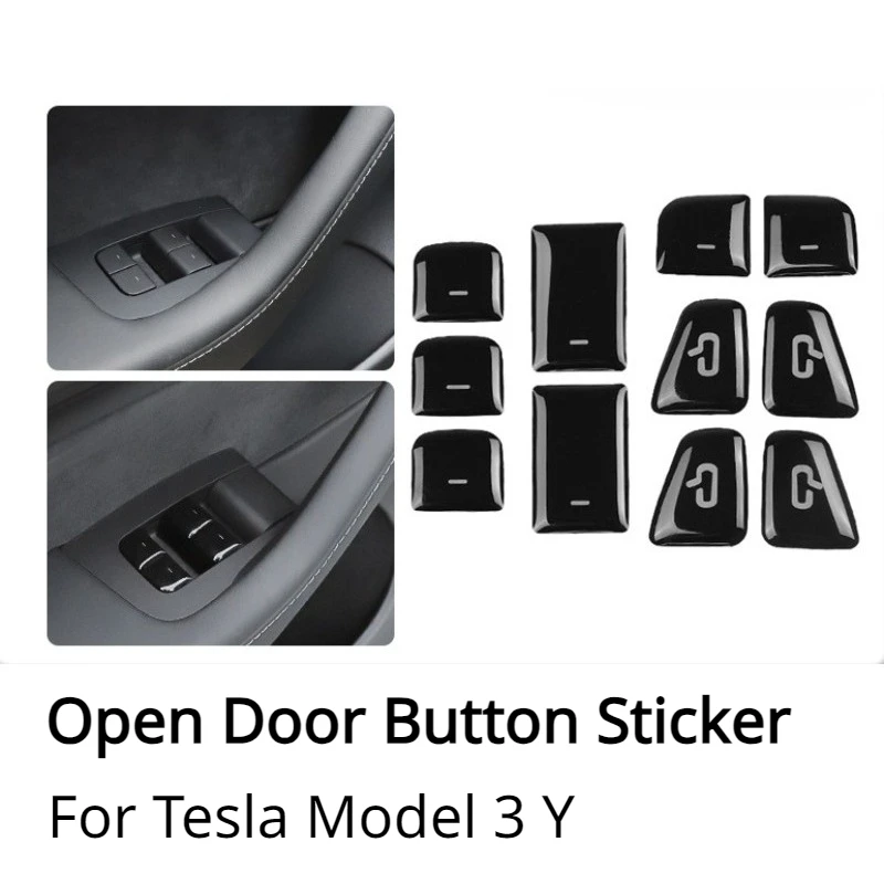 For-Tesla-Model-3-Y-Open-Door-Button-Sticker-Window-Lift-Switch-Cover ...