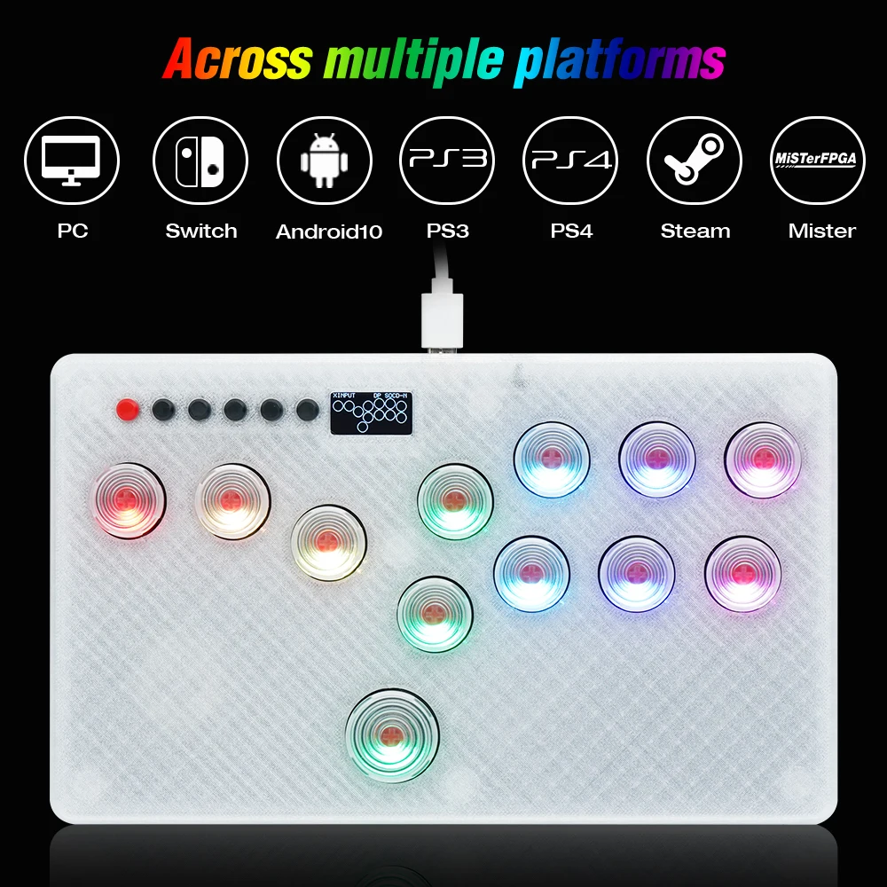 Controlador-sin-palanca-Duelpad-Flatbox-Arcade-con-LED-interruptores-de ...