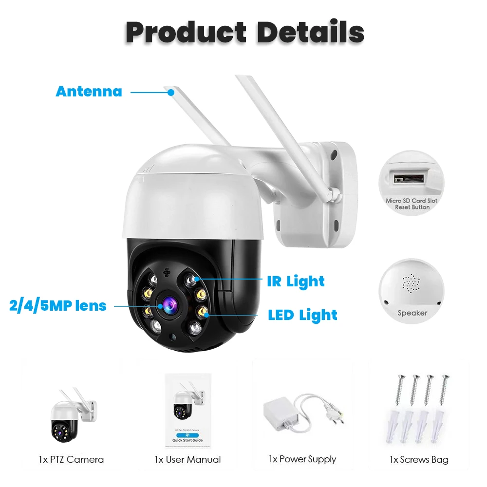 BELIA 4K 8MP Smart Wifi PTZ Camera 5x Digital Zoom AI Human Detection ...