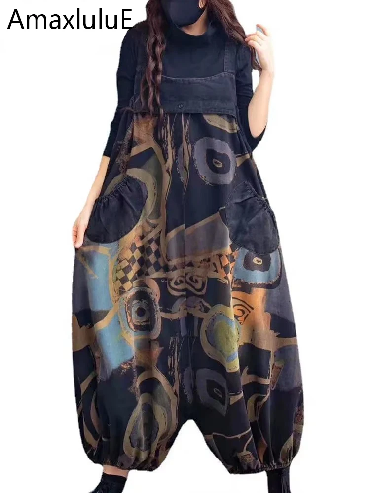 Amax luluE 2024 Fall Women Fashion Plus Size Denim Overalls Vintage ...