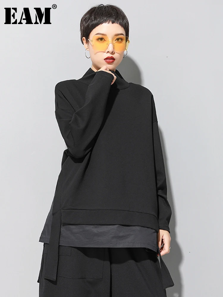 EAM-Loose-Fit-Asymmetrical-Big-Size-Sweatshirt-New-High-Collar-Long ...