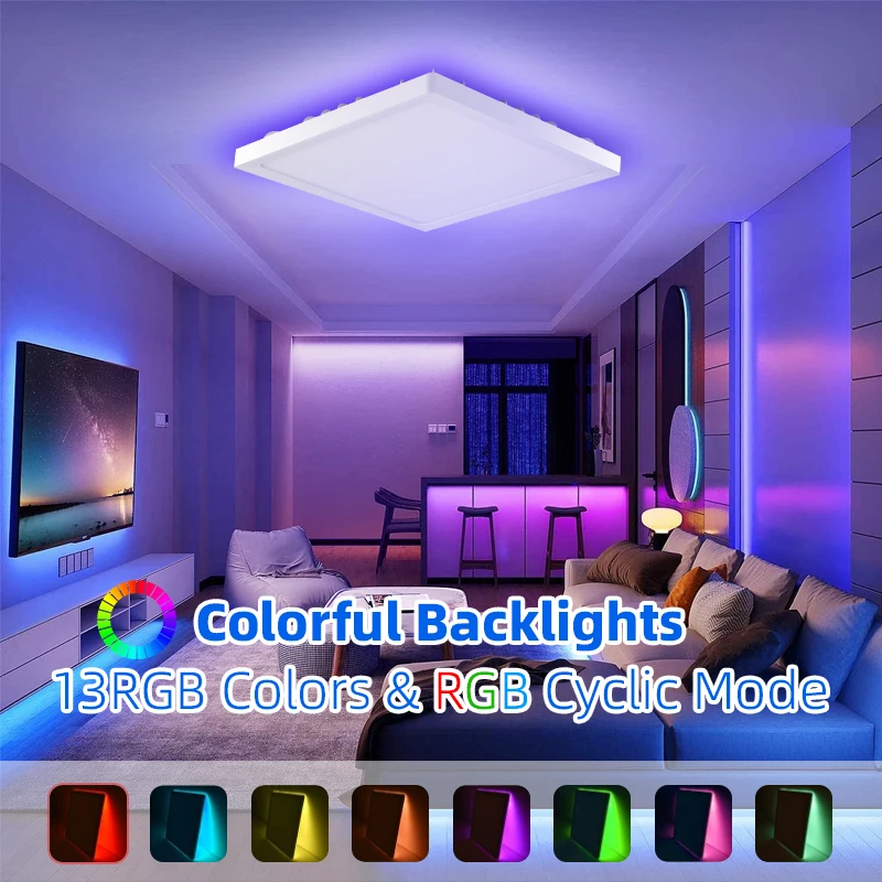 RGB-Square-Bluetooth-LED-Panel-Ceiling-Light-For-Living-Room-Brightness ...