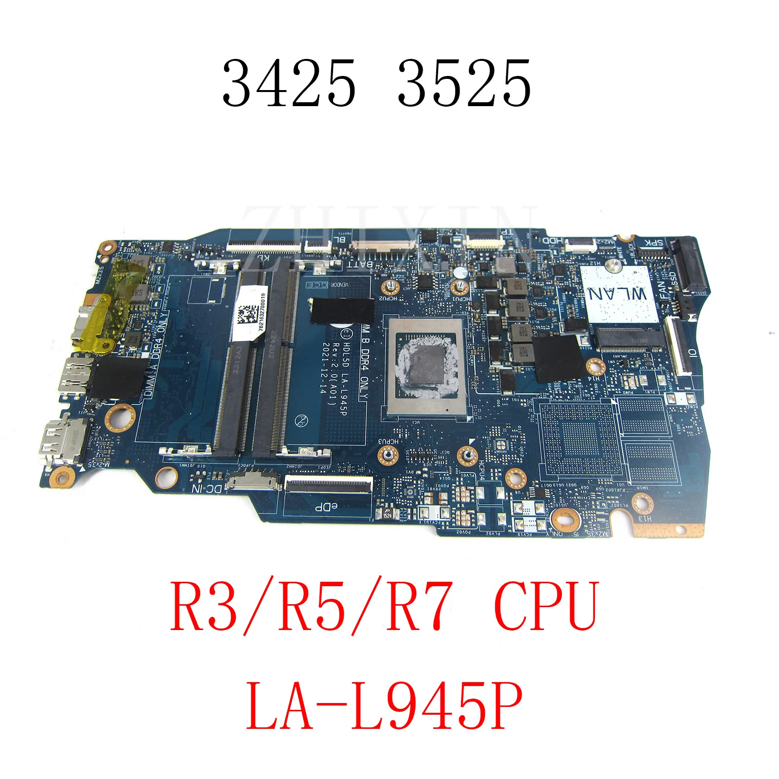 For Dell Vostro 3425 3525 Laptop Motherboard R3-5425U/R5-5625U/R7-5700U ...