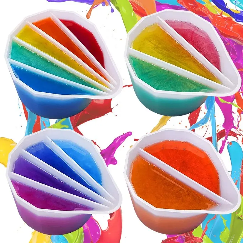 Silicone-Split-Cups-Thicken-Reusable-Resin-Mixing-with-2-3-4-5-Channels ...