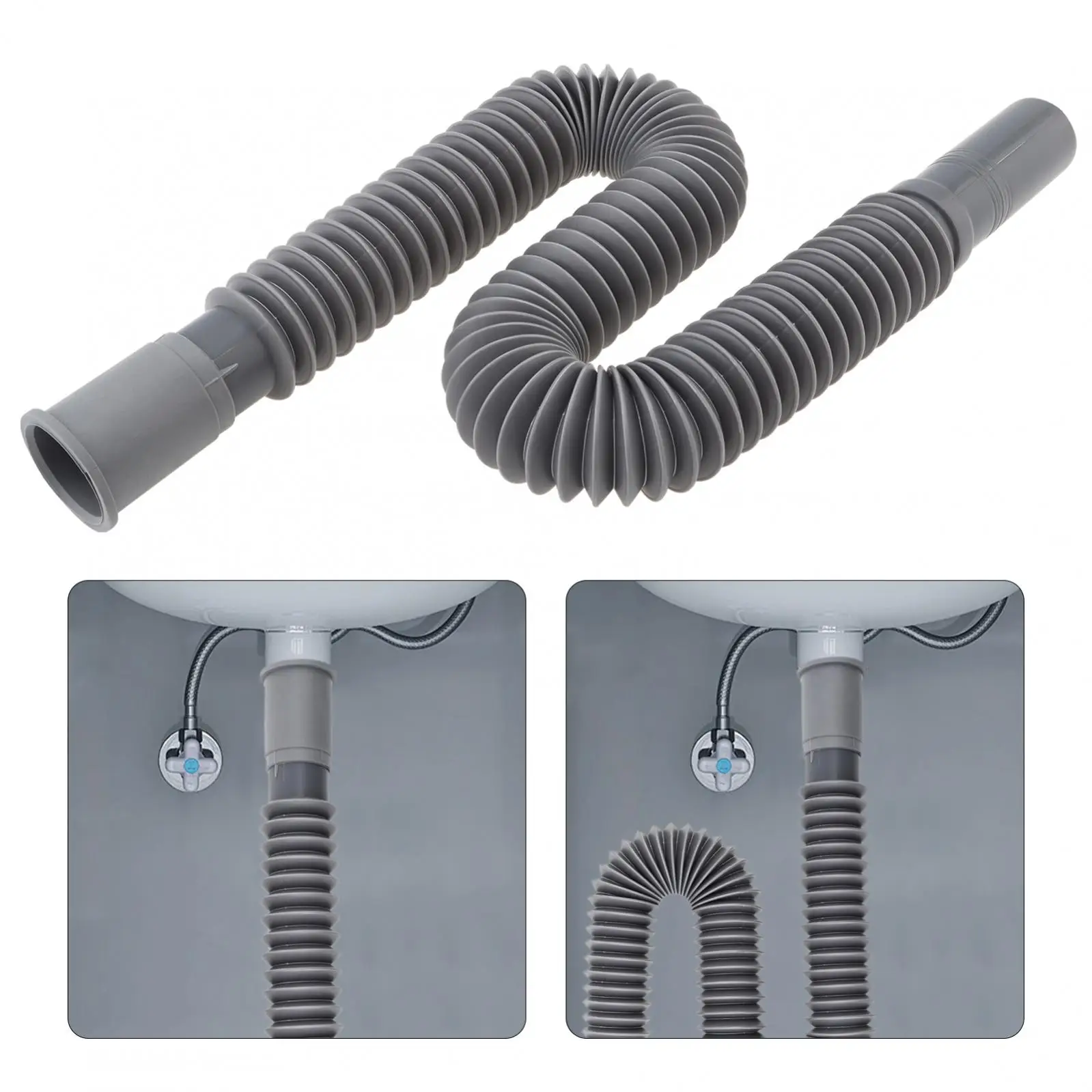 1-1/4inch Angle Simple Flexible Drain Pipe Tube S Trap for Kitchen ...