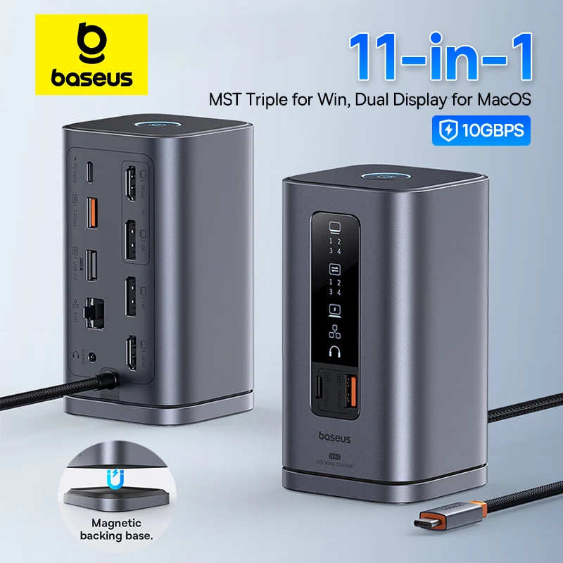 Baseus-Hub-USB-C-para-DP-4K-60Hz-HDMI-DisplayPort-Esta-o-de-acoplamento ...