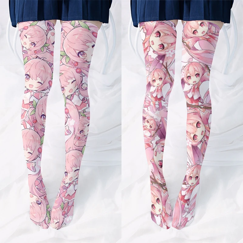 Japanische-Anime-Str-mpfe-neues-Design-Cartoon-Kaninchen-drucken-rosa ...