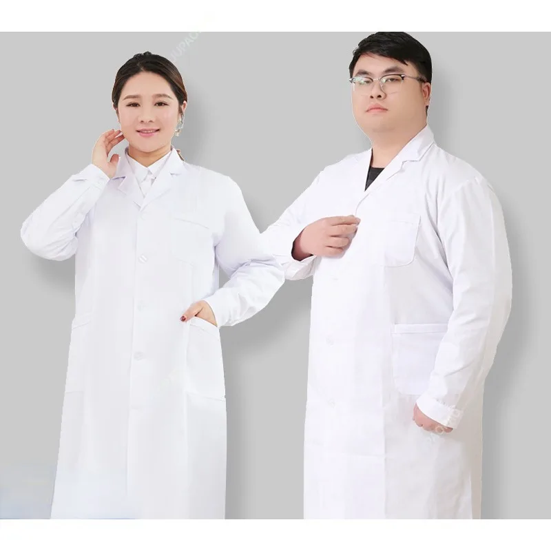 Plus-Size-Lab-Coat-Short-Sleeve-Doctor-Nurse-Dress-Long-Sleeve-Medical ...