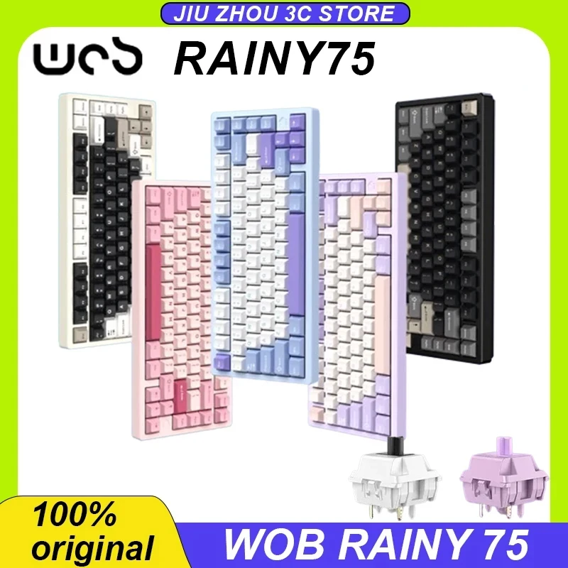 Wob-Rainy75-Mechanical-Keyboard-Aluminum-Alloy-Bluetooth-Wireless-Three ...