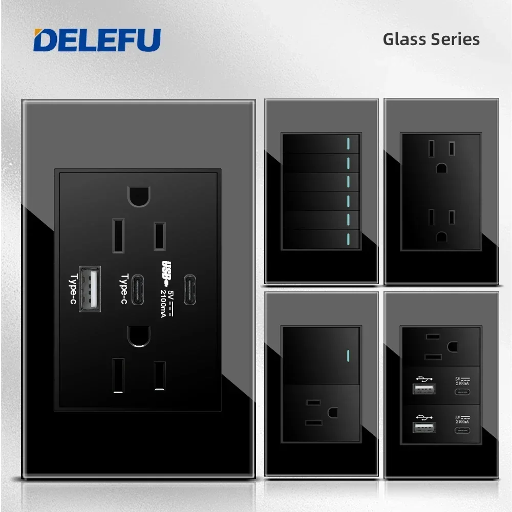 DELEFU-Black-Tempered-Glass-USb-Type-C-US-Standard-Outlet-Mexico-Plug-Wall-Socket-Light-Switch.jpg