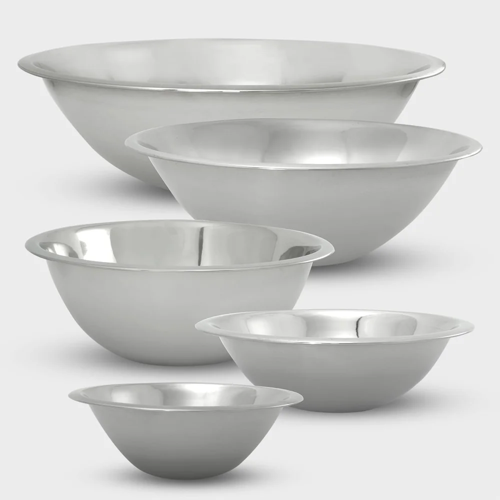5-Piece Stainless Steel Mixing Bowl Set – Nesting, Non-Stick, Mirror ...