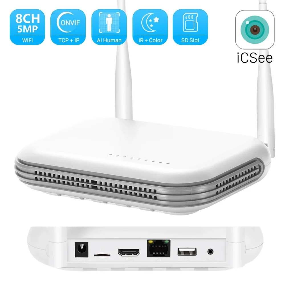 Mini NVR WiFi de 8 Canales 3MP 4CH 5MP H.265 Onvif, Grabador de Video ...