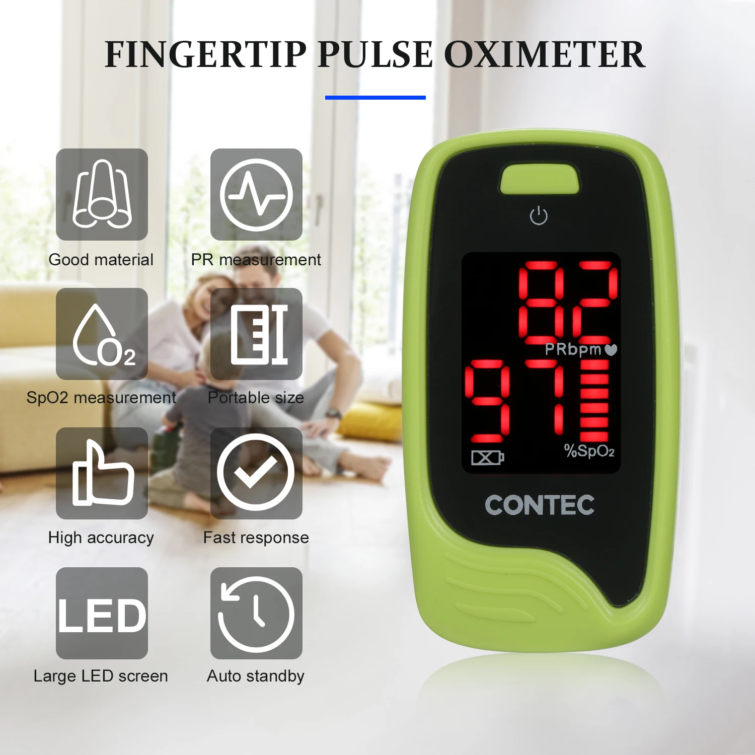 Pulse Oximeter Rechargeable Fingertip Clip Oximetry One key Pulse ...