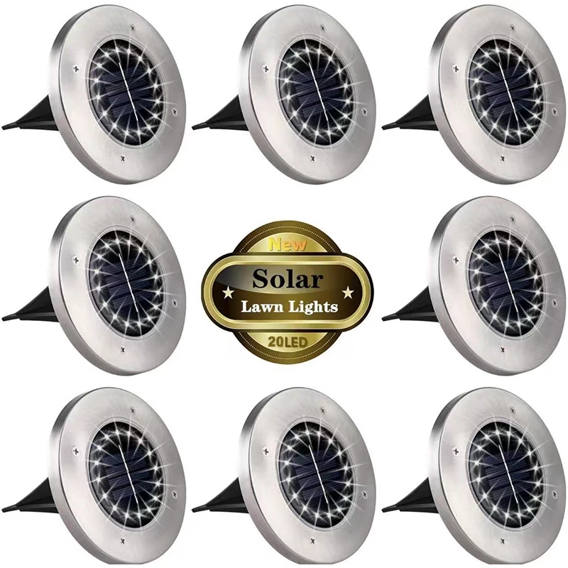 8/20LED Solar Power Disk Light Outdoor Garden Solar Underground Light ...
