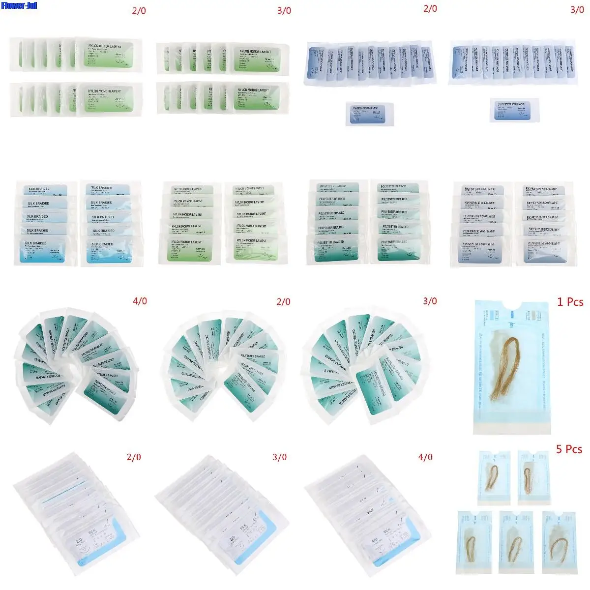 12Pcs-75cm-2-0-3-0-4-0-5-0-Medical-Needle-Suture-Nylon-Monofilament ...