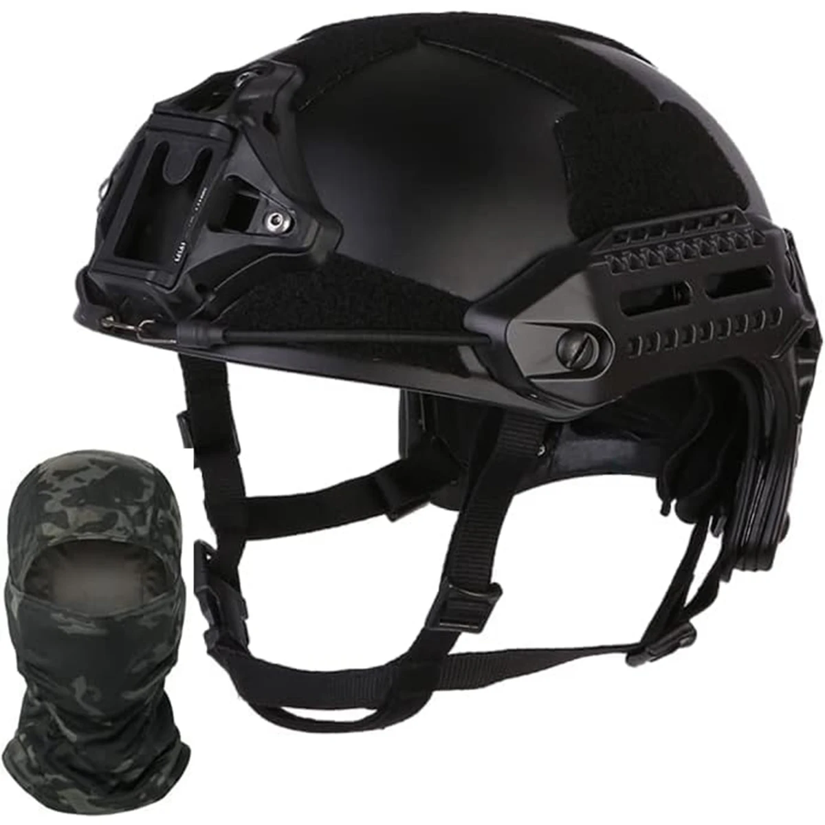 Military-Tactical-Helmet-Black-with-Rotatable-Picatinny-Adapter-and ...