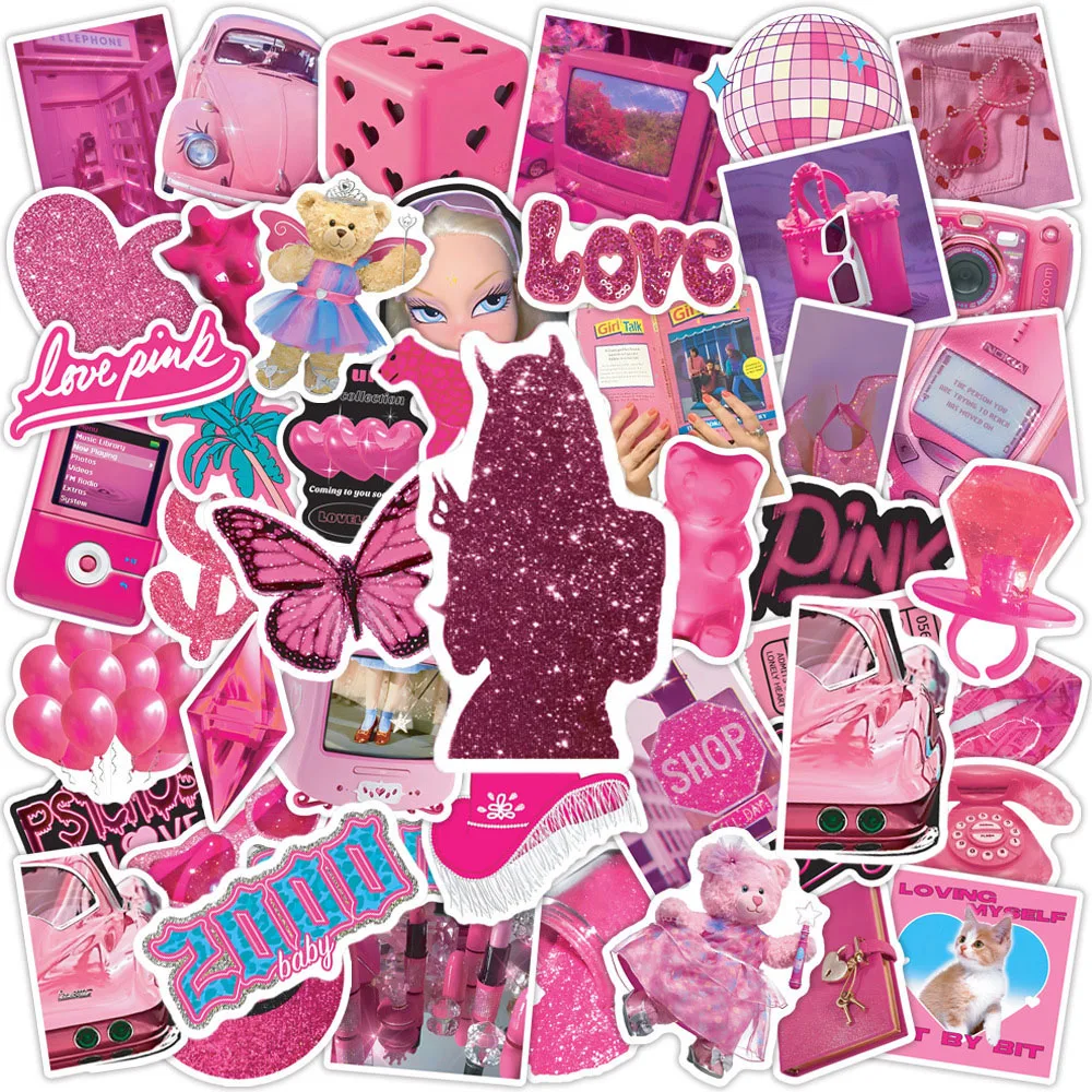 10-50Pcs-Pink-Preppy-Girls-Cartoon-Stickers-Pack-for-Kids-Laptop ...