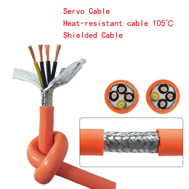 4Cores Copper Wire Servo Cable 15/13/11/9AWG Heat Resistant Oil ...
