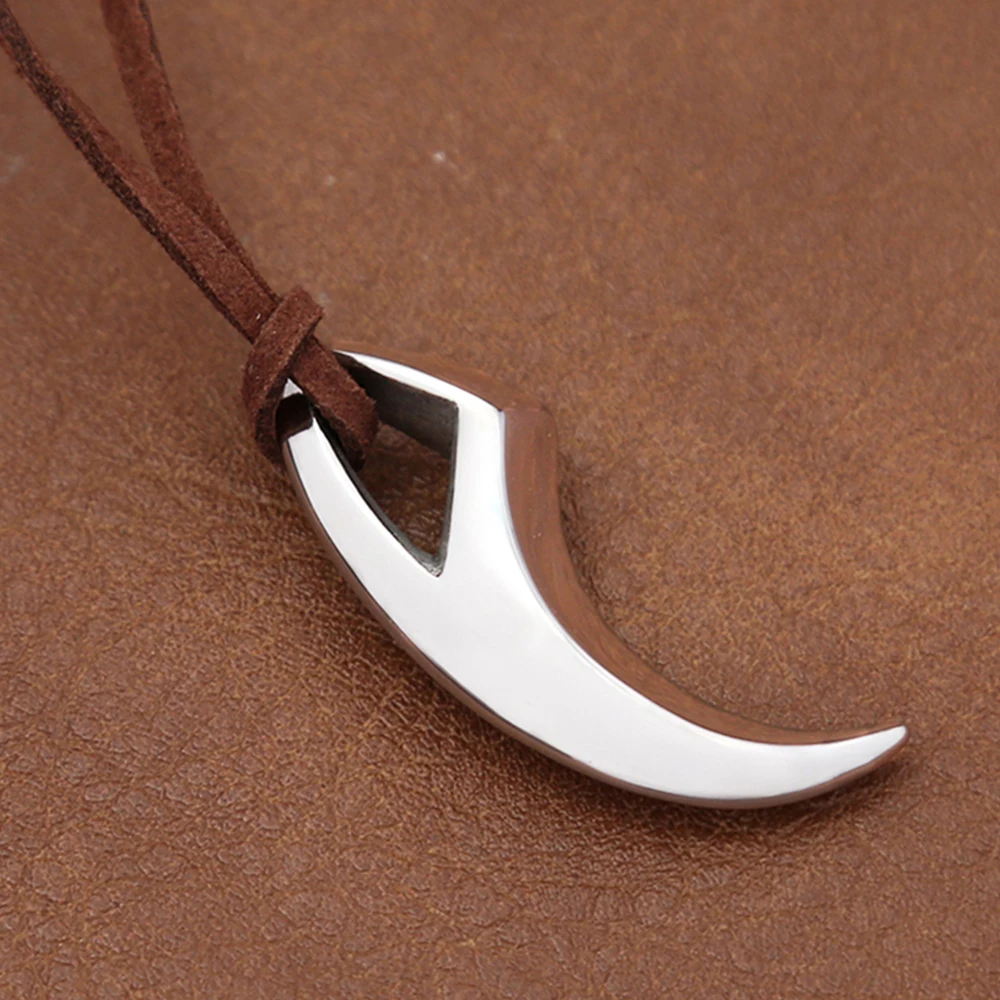 Collar-con-colgante-de-colmillo-de-lobo-de-acero-inoxidable-de-alto ...