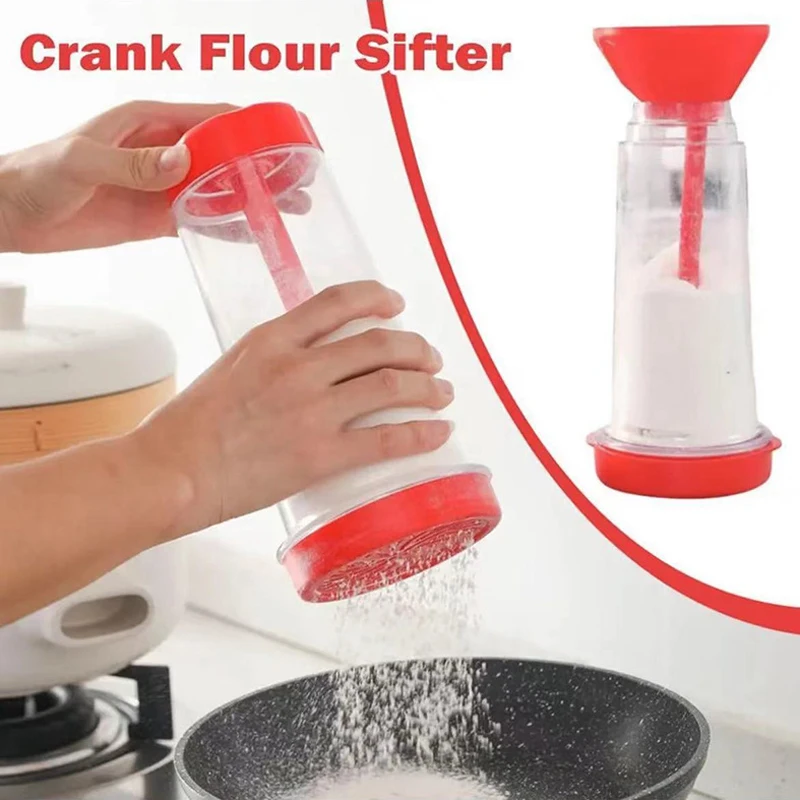 Rotating-Flour-Sieve-with-Lid-Hand-held-Flour-Strainer-Semi-Automatic ...