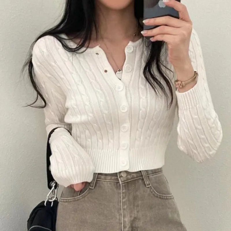 South-korea-Chic-Spring-French-sle-Single-Breasted-round-Neck-Short ...