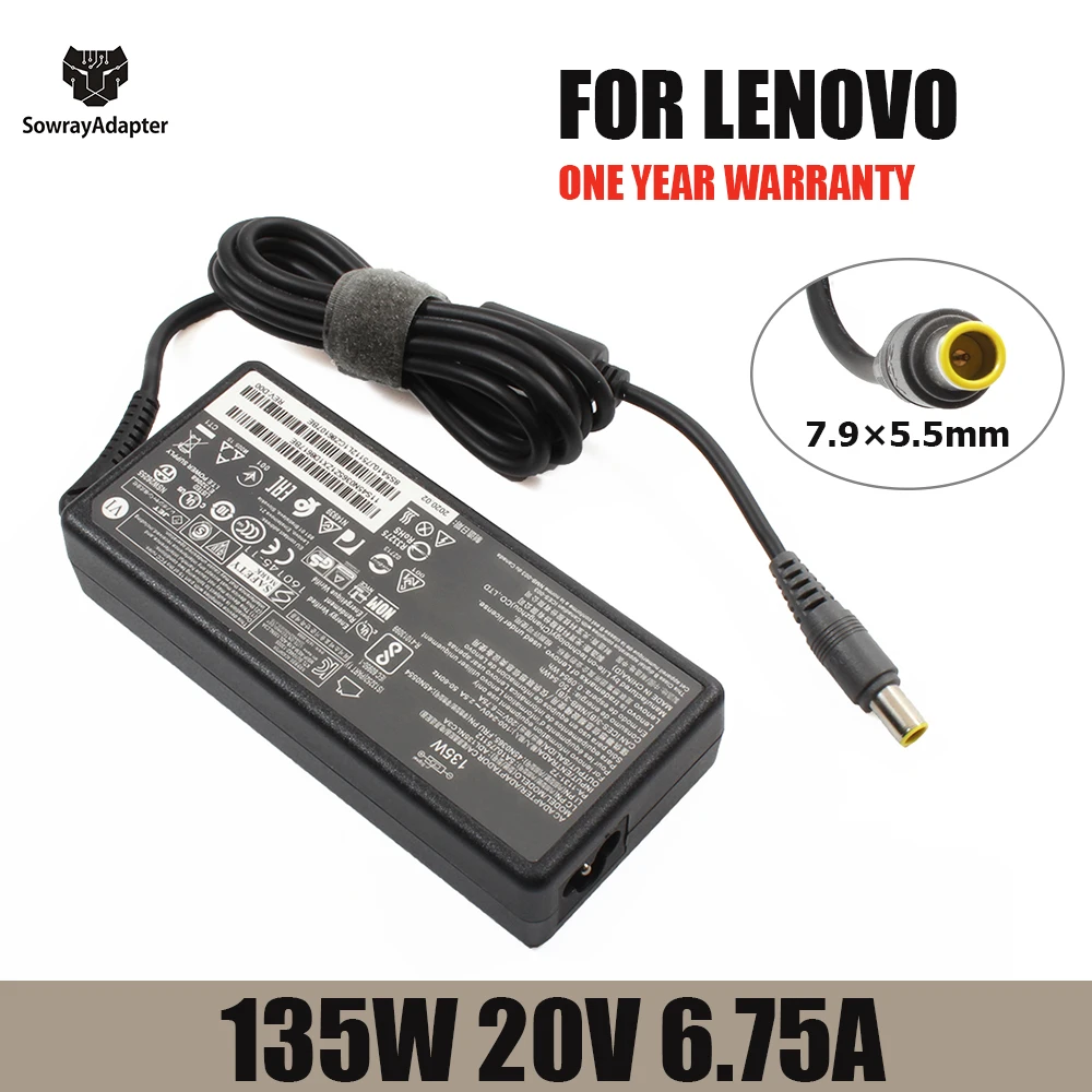 20V 6.75A 135W 7.9x5.5mm AC Adapter Power Charger for Lenovo ThinkPad ...