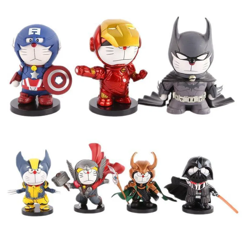 Marvel-Q-Version-Iron-Man-Spider-Man-Captain-America-Doraemons-Action ...