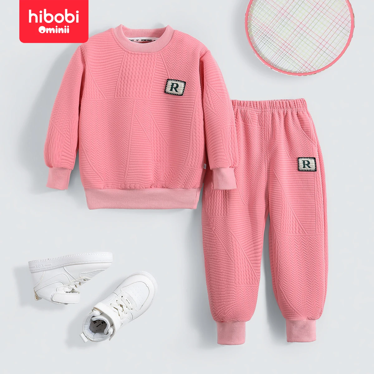 hibobi-2-Piece-Set-For-Girls-Solid-Color-Letter-Print-Round-Neck-Sports ...