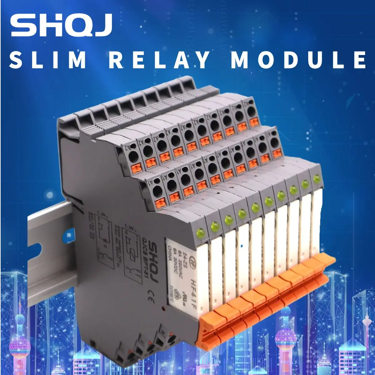 SHQJ QJCS BPT-61 Slim Relay Screwless push in terminal LED Indicate ...