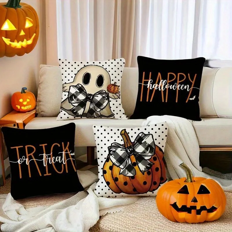 1pcs-Halloween-checkered-pumpkin-ghost-throwing-pillowcase-set-used-for ...