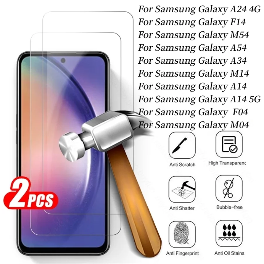 2pcs Tempered Glass For Samsung Galaxy A24 A54 A34 A14 5G Screen ...