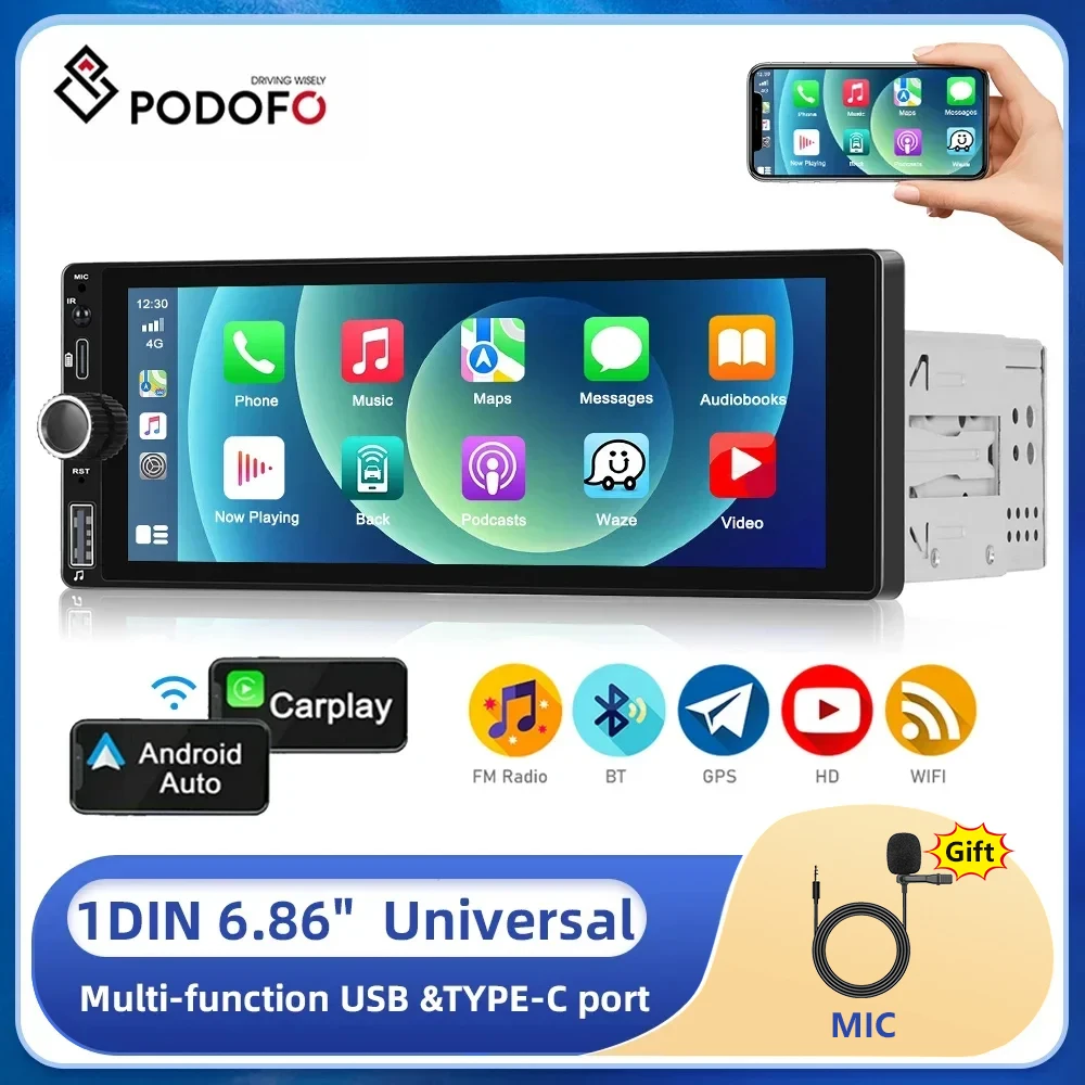 PodoNuremberg-Autoradio-Android-MP5-Carplay-sans-fil-Auto-Bluetooth-R-cepteur-radio-FM-TF-USB ...