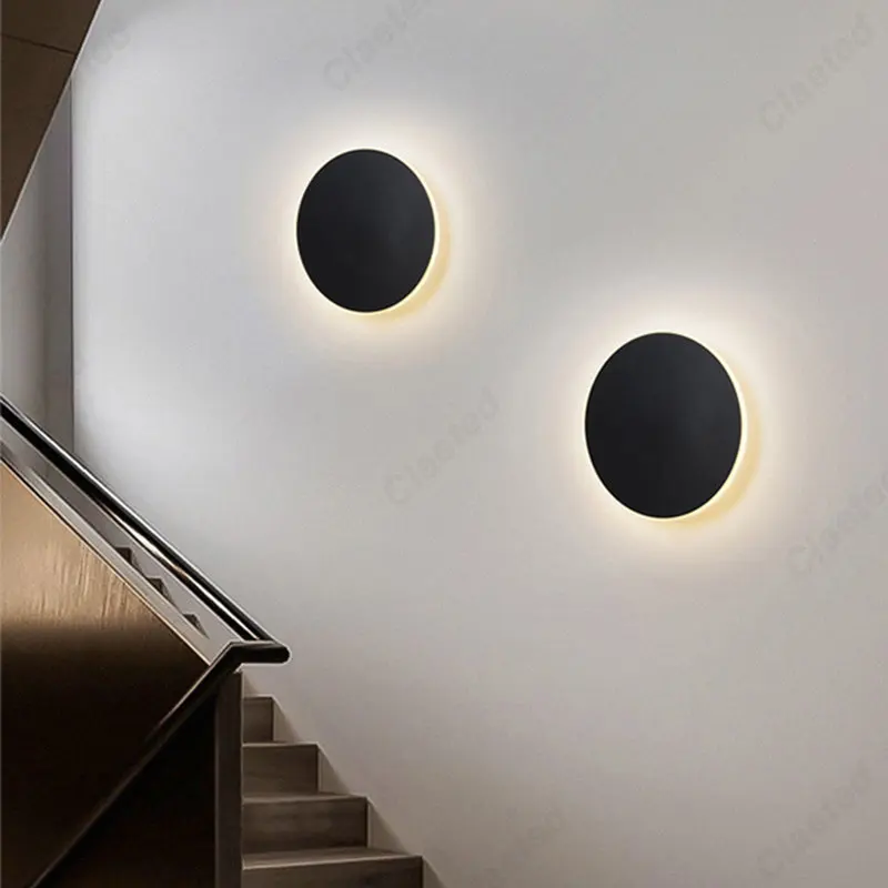 LED Touch Switch Simple Creative Circular 20cm Solar Eclipse Wall Lamp ...