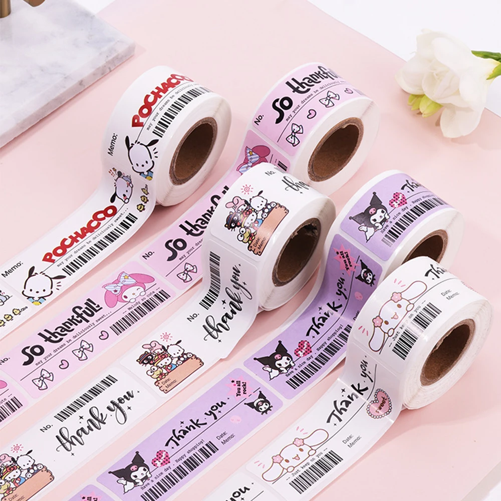 120pcs Cute Sanrio Kuromi My Melody Stickers Roll Kawaii Cartoon Thank ...