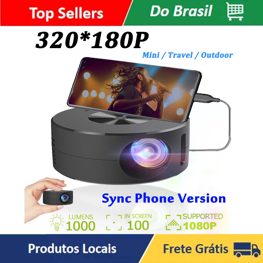 Wire Projector Phone 360 Home Theater Cinema Mini projetor tela 180p 4k ...