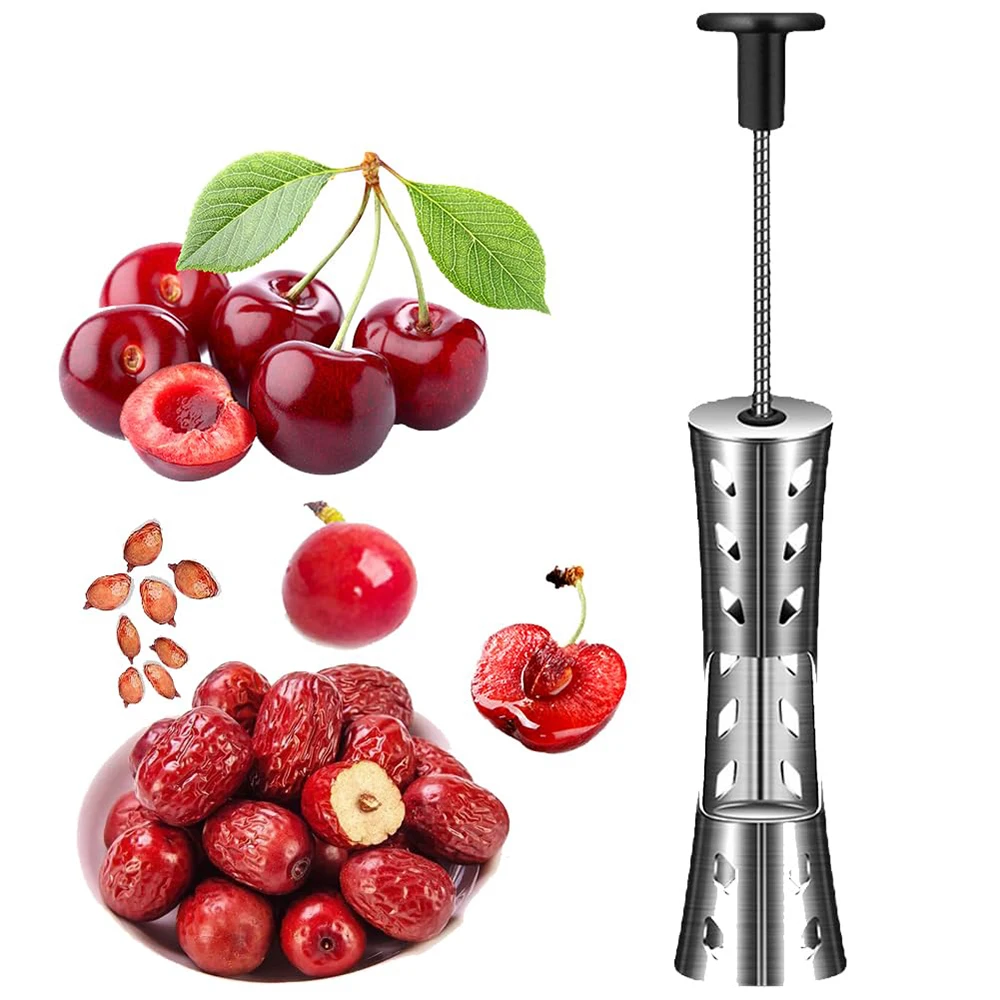 304-Stainless-Steel-Olive-Cherry-Pitters-Corer-Tool-Fruit-Seed-Remove-Automatic-Rebound-Press ...