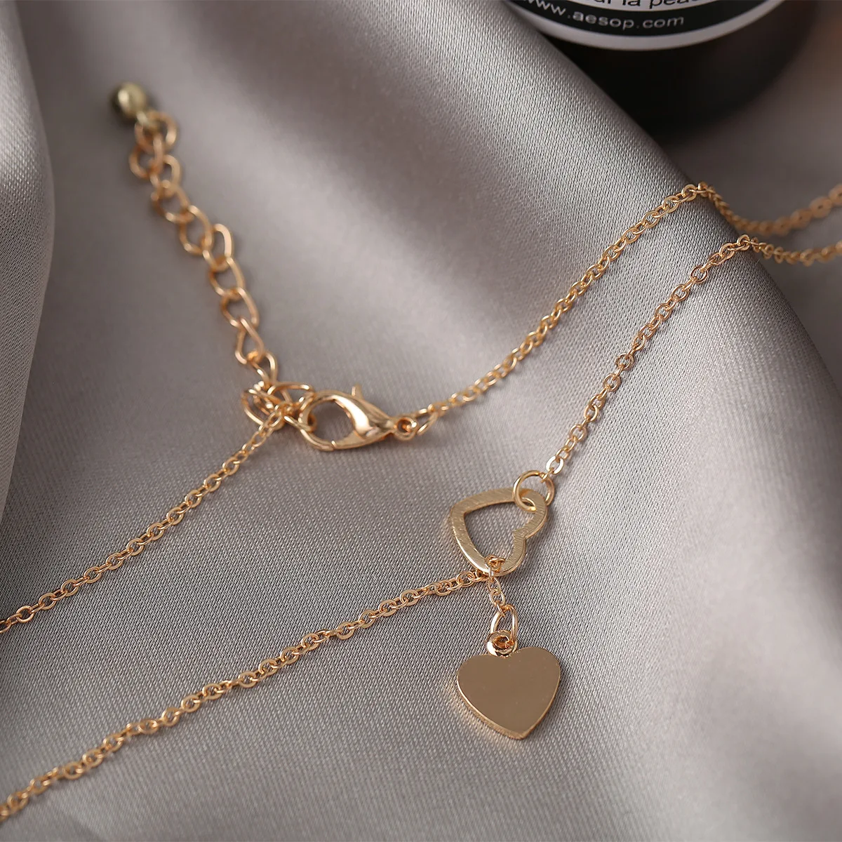 Korean Fashion Gold Color Girl Pendant NecklaceCopper Heart Chain Link ...