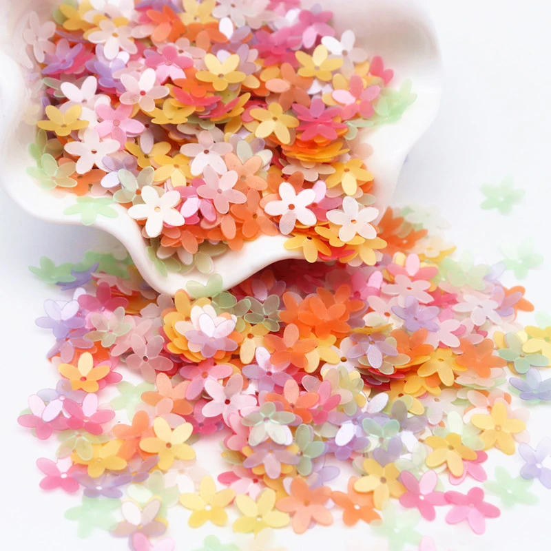 Sequin Matte White Color 10mm Cup Five Finger Flower Sequins Paillettes ...