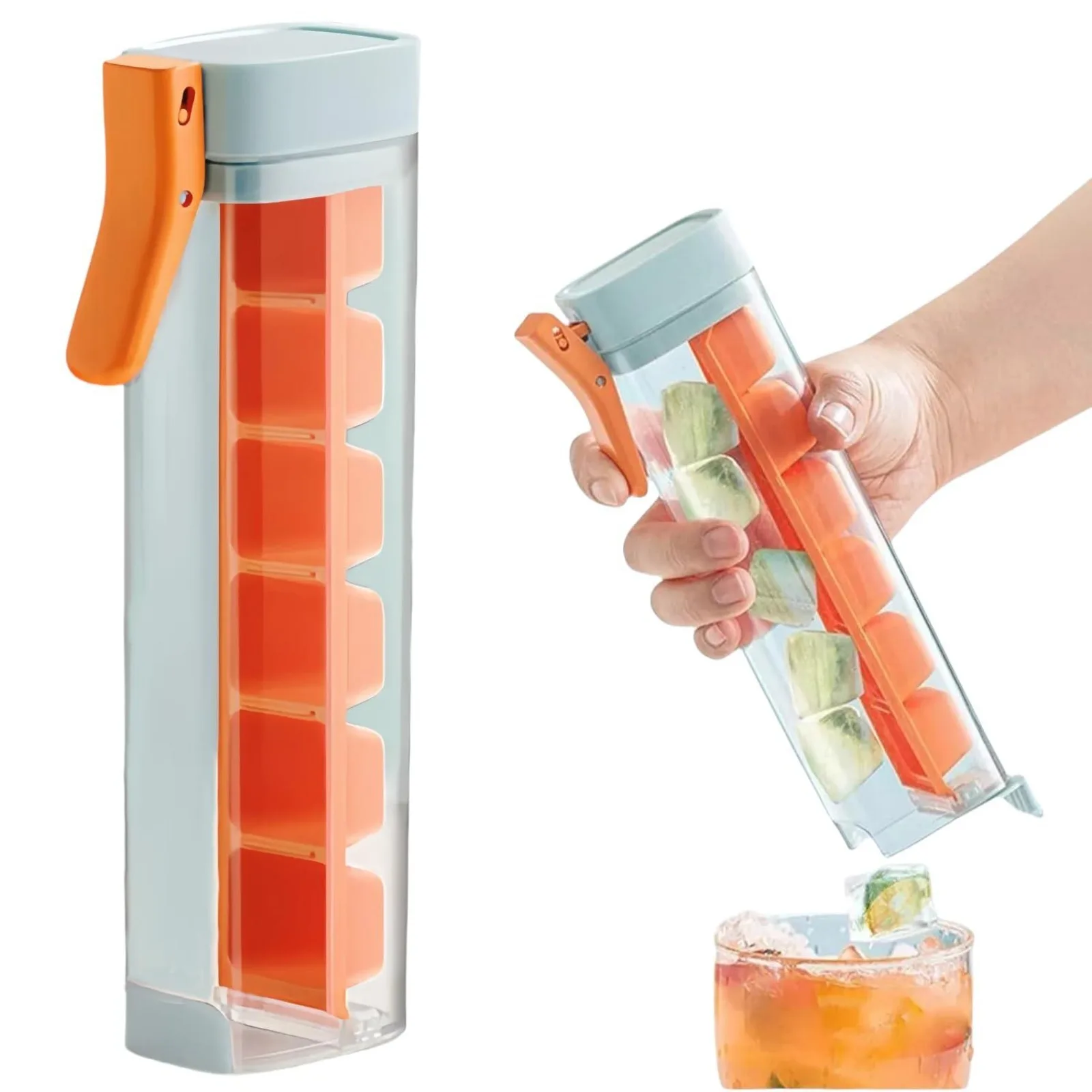 Silicone Ice Cube Trays With One Hand Press De-Icing 6 Square Maker Cup ...