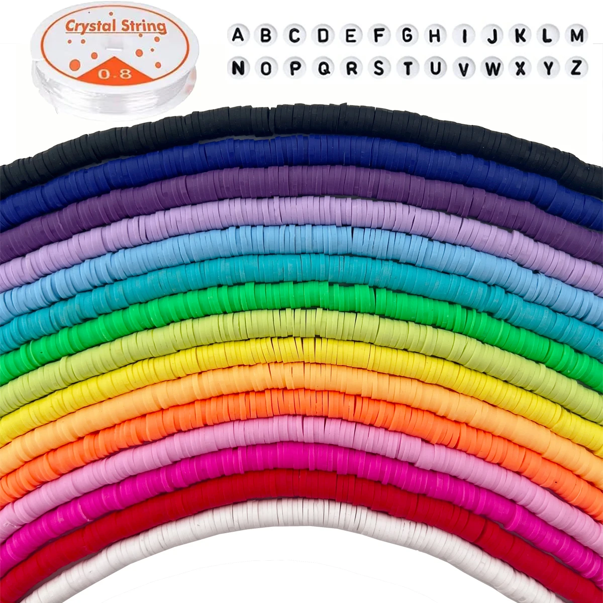 15-strands-About-4800pcs-Clay-Beads-with-Elastic-String-Letter-Beads ...