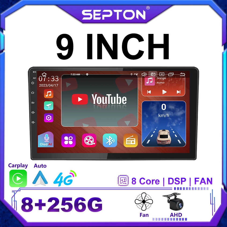 SEPTON-Android-Car-Radio-Multimedia-Player-Stereo-Universal-GPS-Carplay-2Din-9-Polegada ...