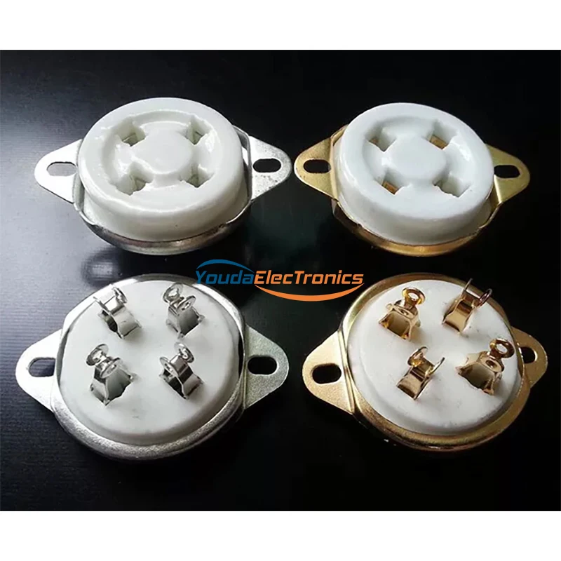 10pcs-Silver-Gold-plated-4Pin-U4A-Ceramic-Tube-Socket-Valve-Base-For ...